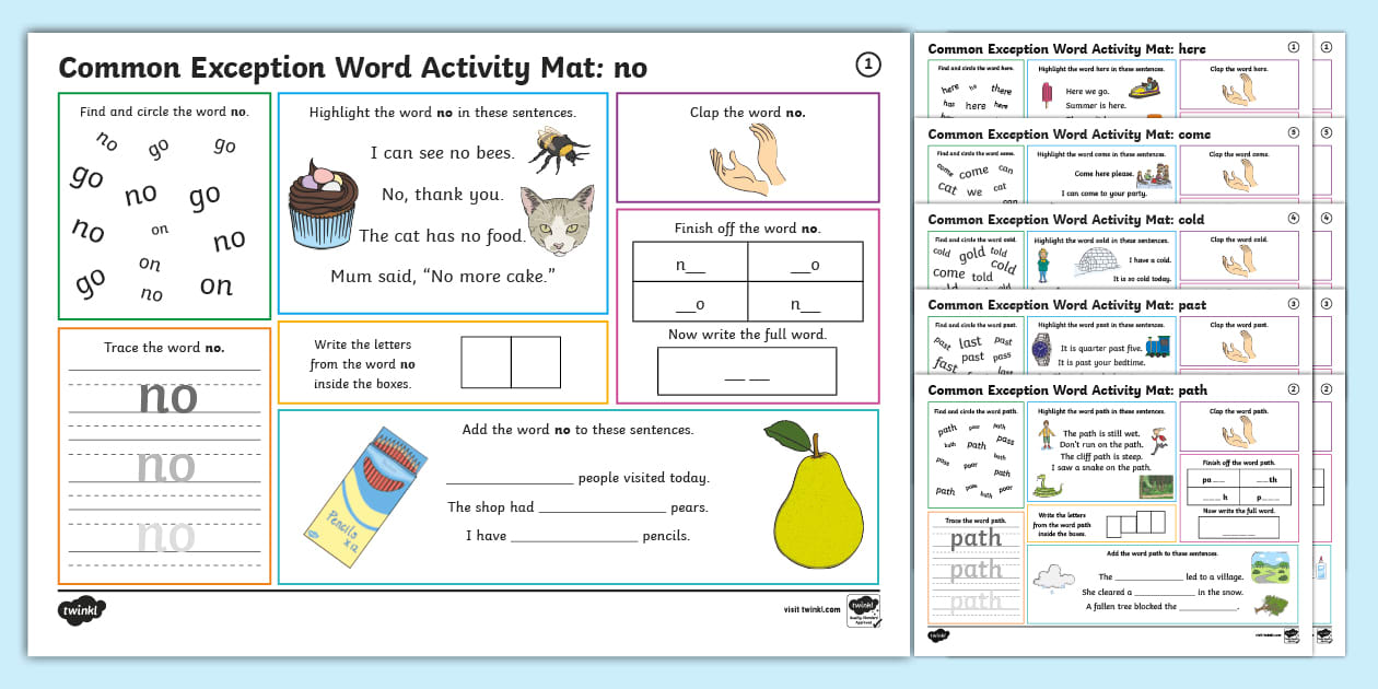Year 1 and 2 Common Exception Word Activity Mat Bumper Pack