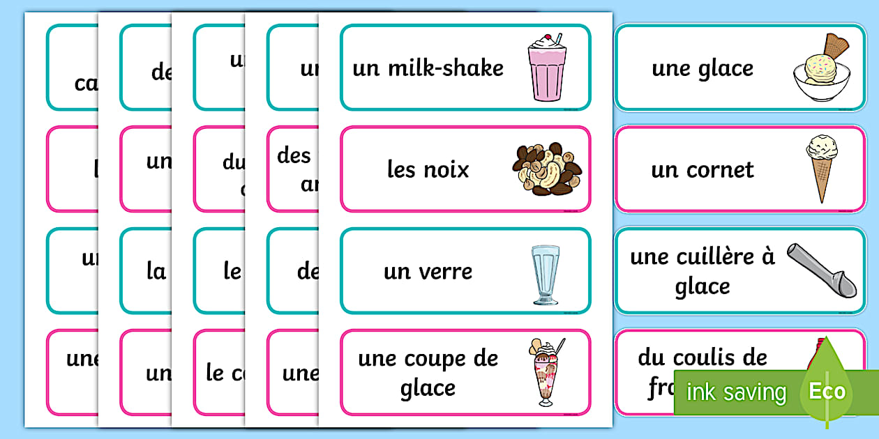 Cartes de vocabulaire pour jeu de rôle : Le marchande de glace