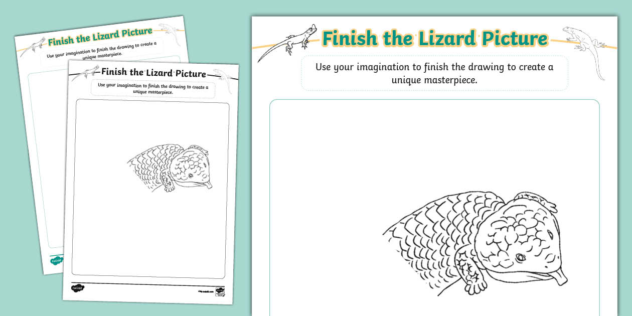 Finish the Lizard Picture Worksheet (teacher made) - Twinkl