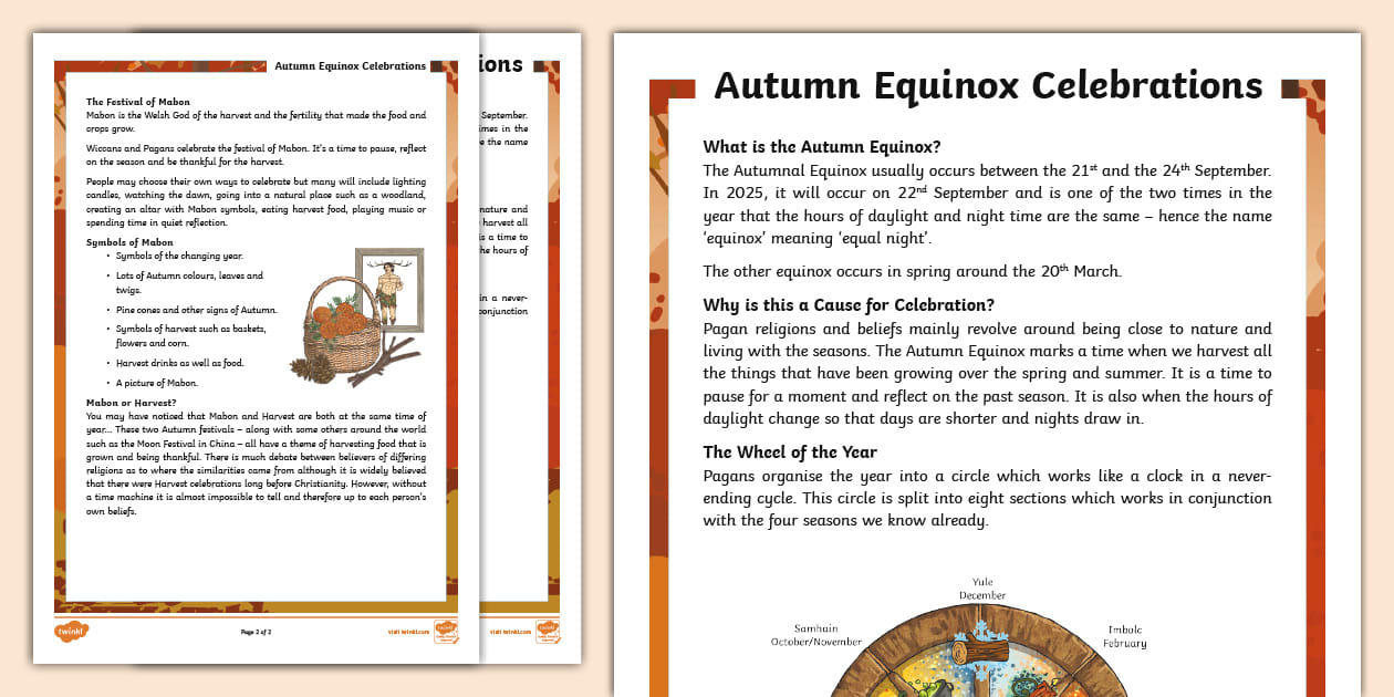 Autumn Equinox Mabon Festivals Fact File (teacher made)