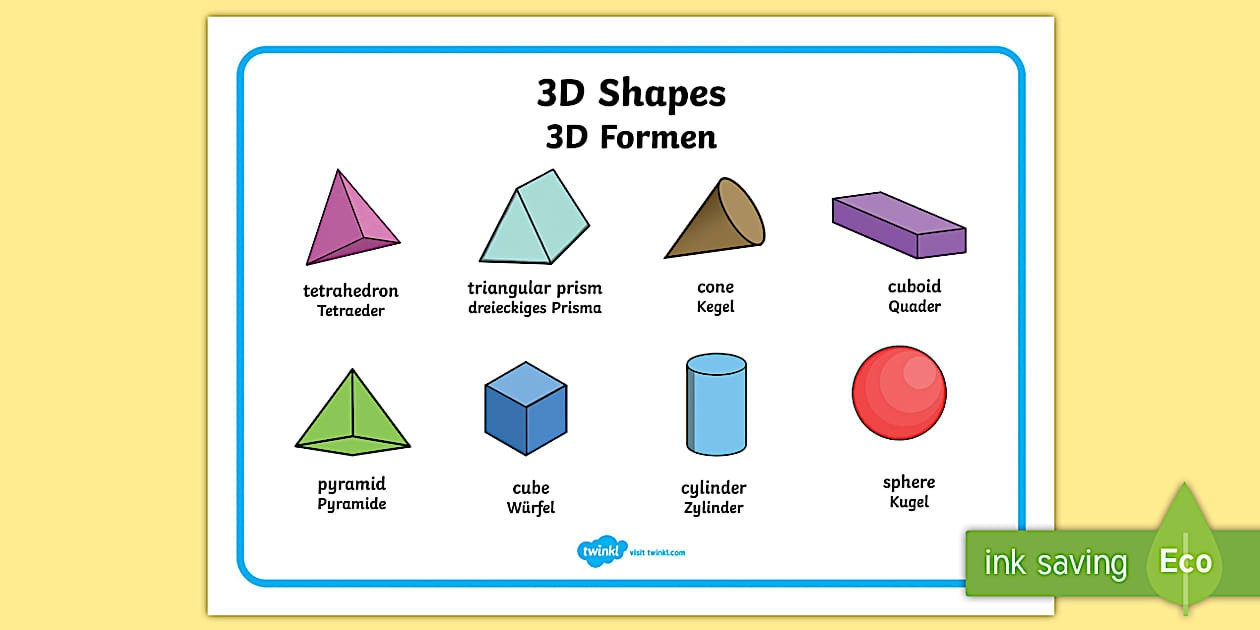 3D shapes Word Mat English/German (teacher made) - Twinkl