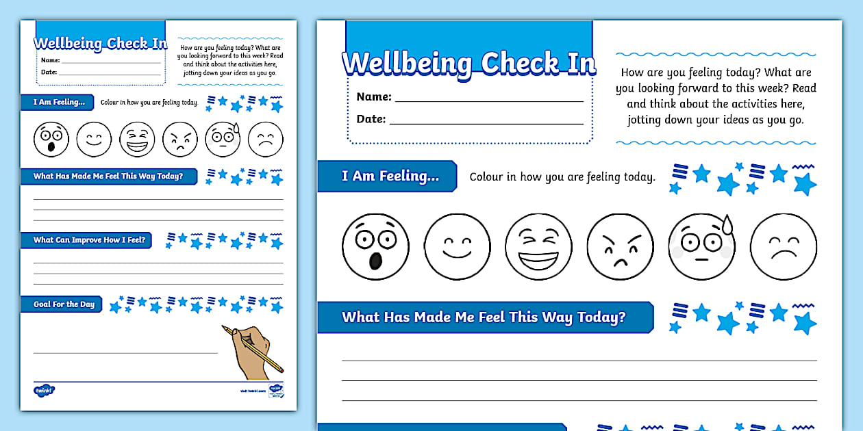 Wellbeing Check In Activity - Twinkl - KS2 (teacher made)