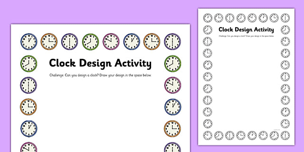 Editable Clock Design Worksheet (teacher made) - Twinkl