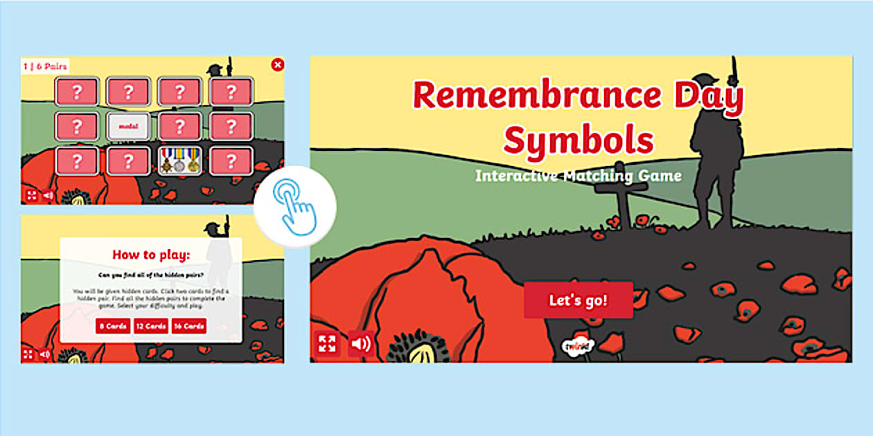 Remembrance Day Symbols Interactive Matching Game - Twinkl