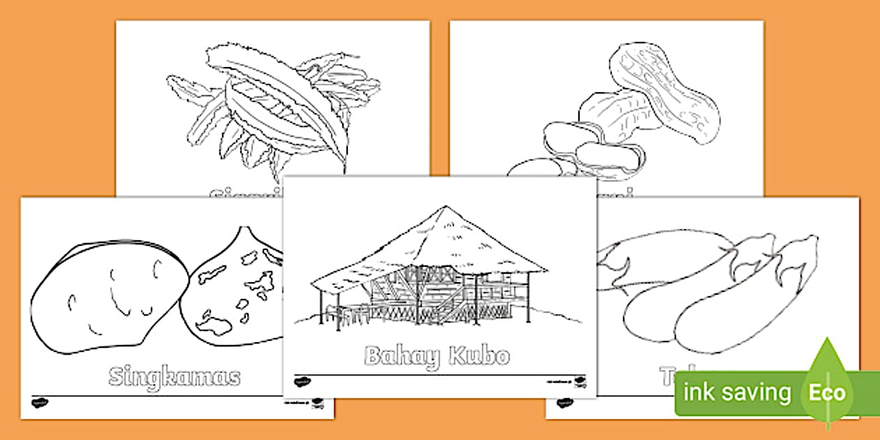 Mga Gulay sa Kantang Bahay Kubo Coloring Activity - Preschool - Twinkl