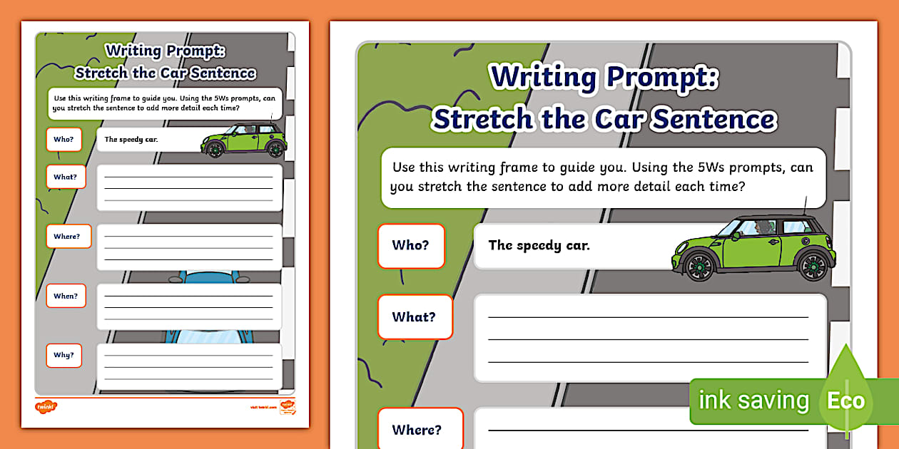 Writing Prompt: Stretch the Car Sentence (teacher made)
