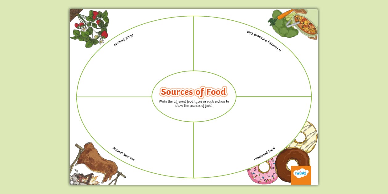 Sources of Food Around the Table Worksheet (teacher made)