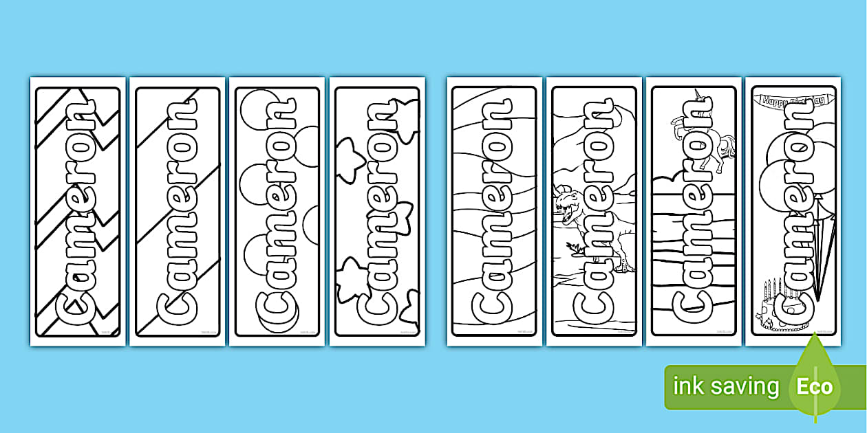 Cameron Name Simple Colouring Bookmarks (teacher made)