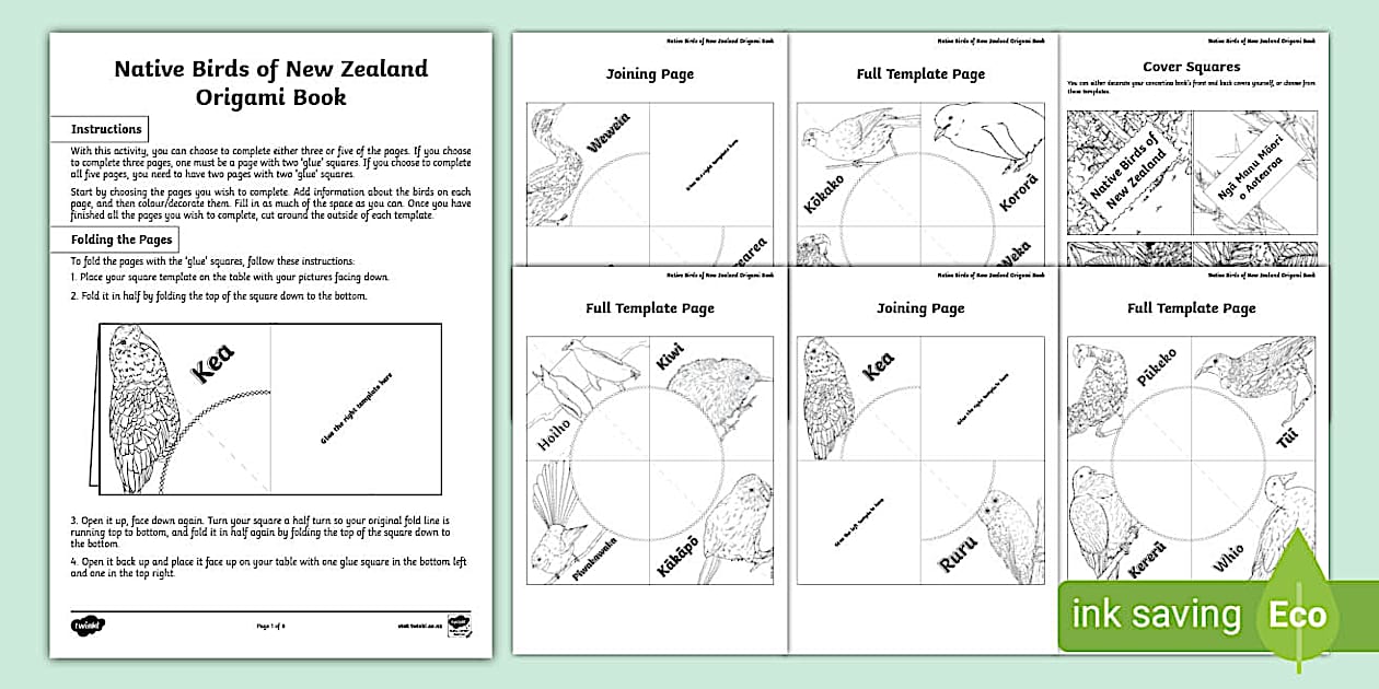 Native Birds of New Zealand Concertina Book Activity