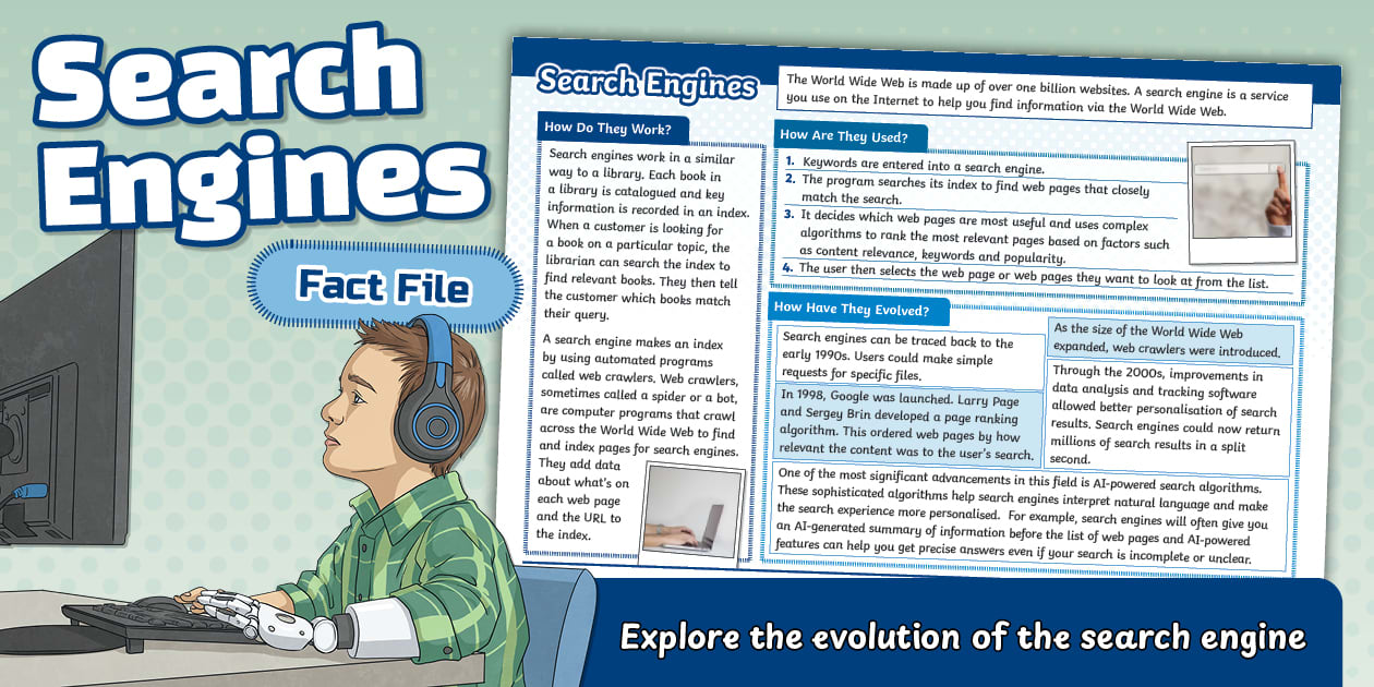 Search Engines Fact File - Twinkl - KS2