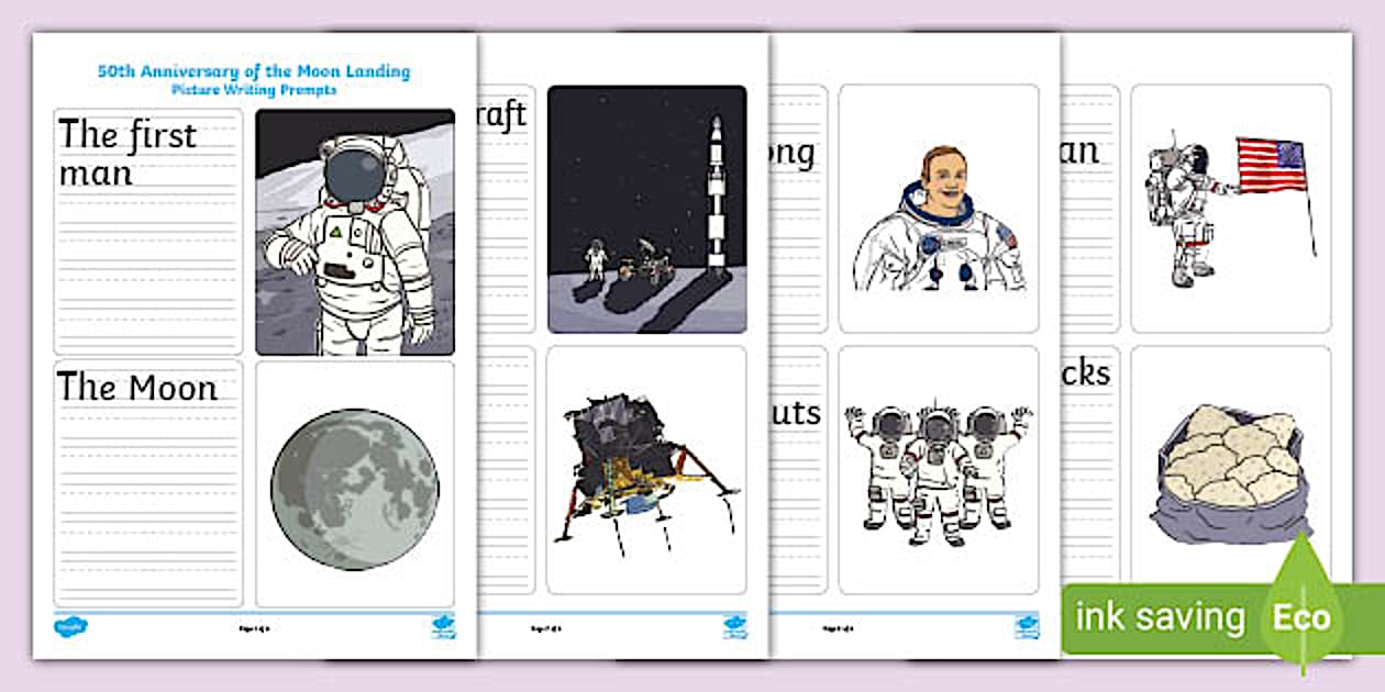 Cursive 50th Anniversary of the Moon Landing Simple Sentence Writing Prompt