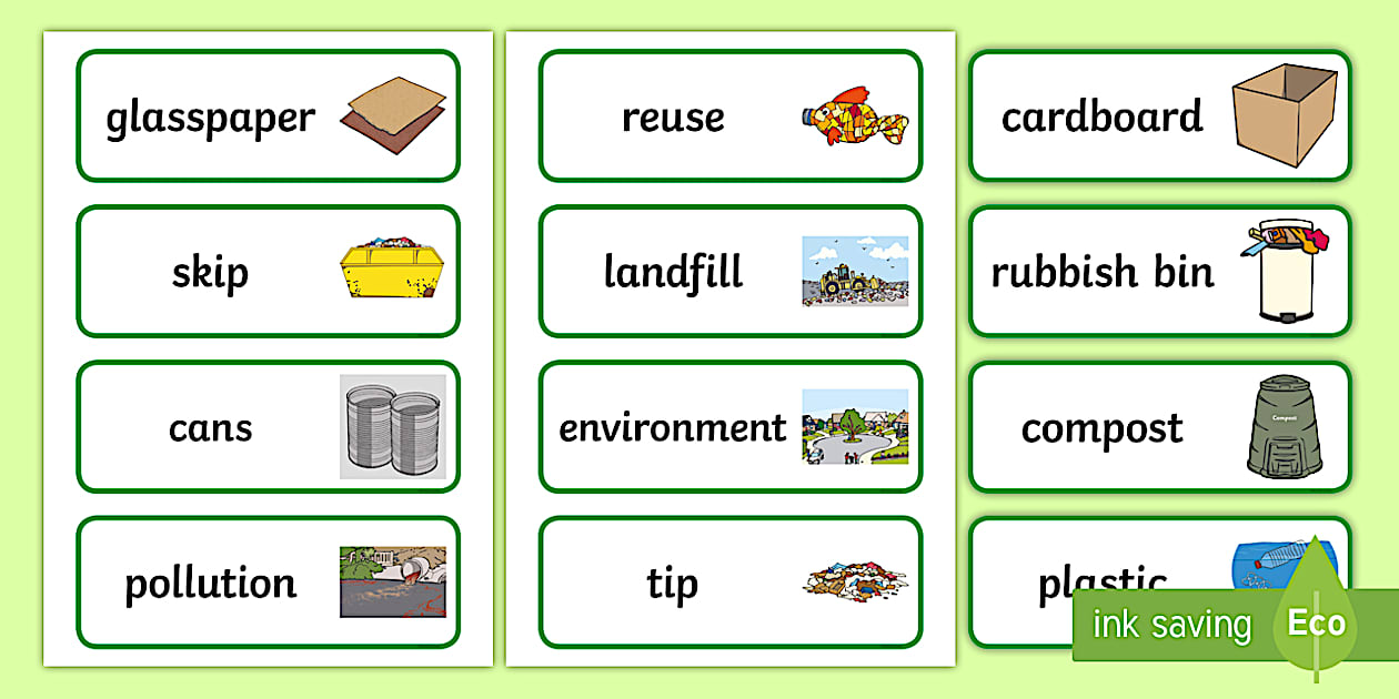 VIC Recycling Word Cards (teacher made) - Twinkl
