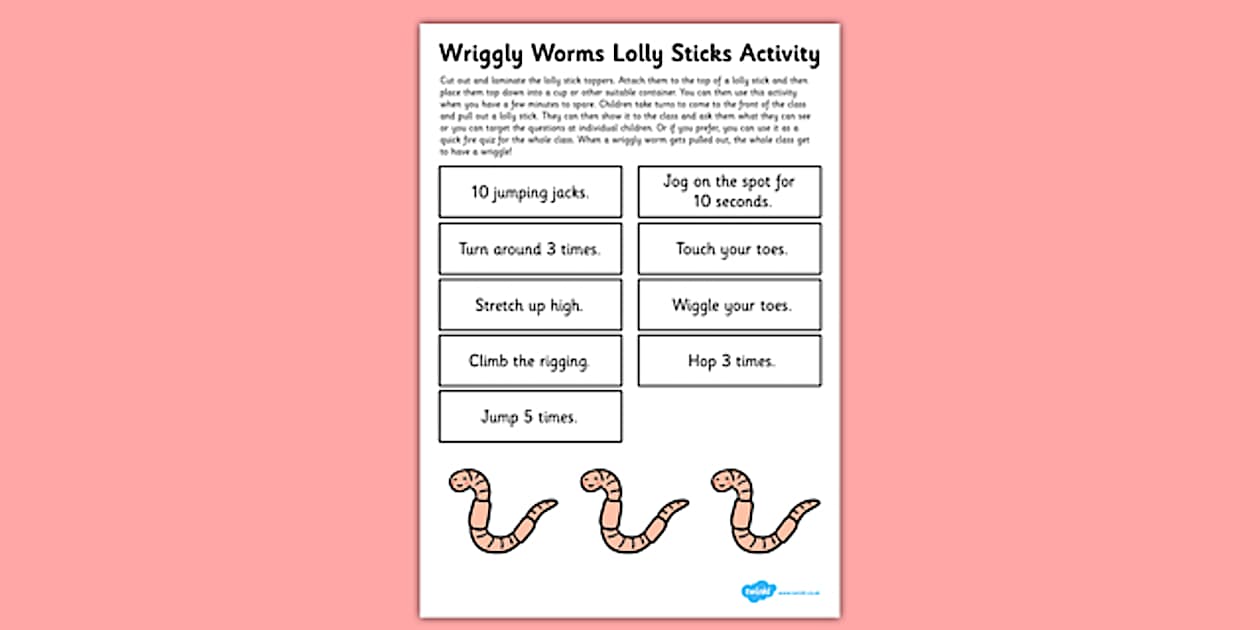Wriggly Worms Lolly Stick Activity EYFS Resource Pack