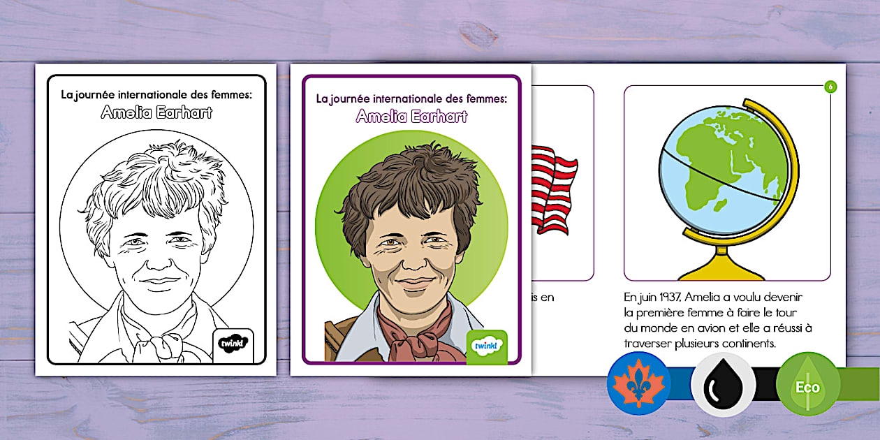 International Women's Day Easy Reader Amelia Earhart French