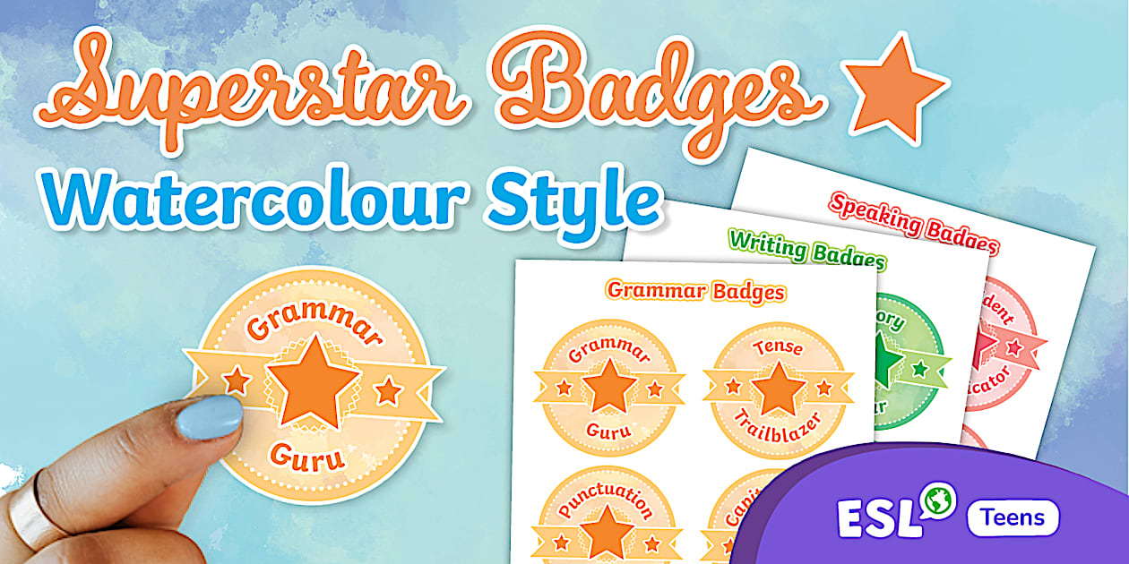 ESL Superstar Class Badges for Teens English Skills