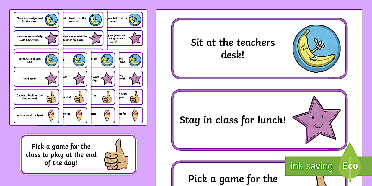 Editable Classroom Reward Information Cards - Twinkl