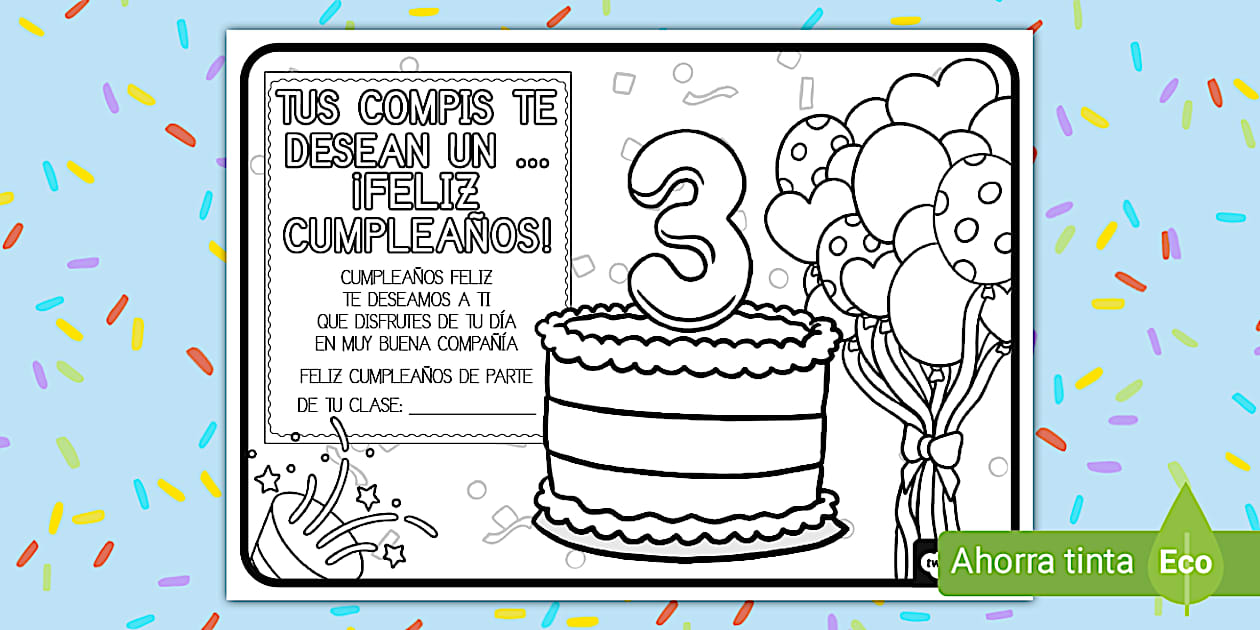 Ficha de actividad: Cumpleaños - 3 años (teacher made)