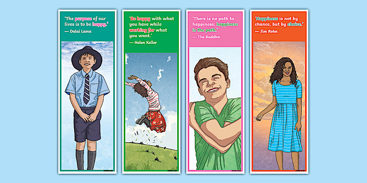 Quotes about Happy Feelings Bookmarks (Teacher-Made)