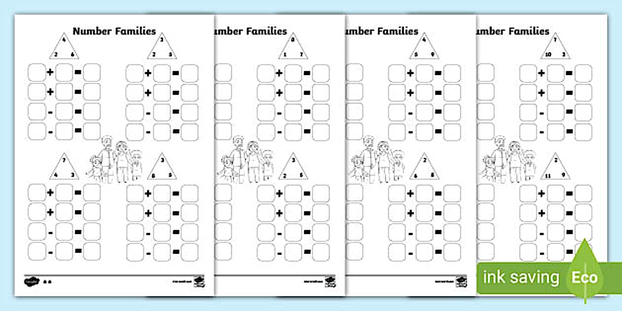 Number Fact Family Worksheet Pack (teacher made) - Twinkl