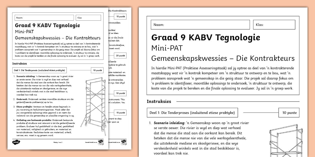 Graad 9 KABV Tegnologie Mini-PAT: Gemeenskapskwessies – Die Kontrakteurs