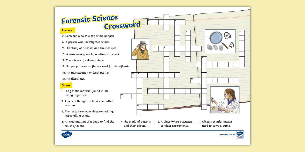 Forensic Science Crossword (teacher made) - Twinkl