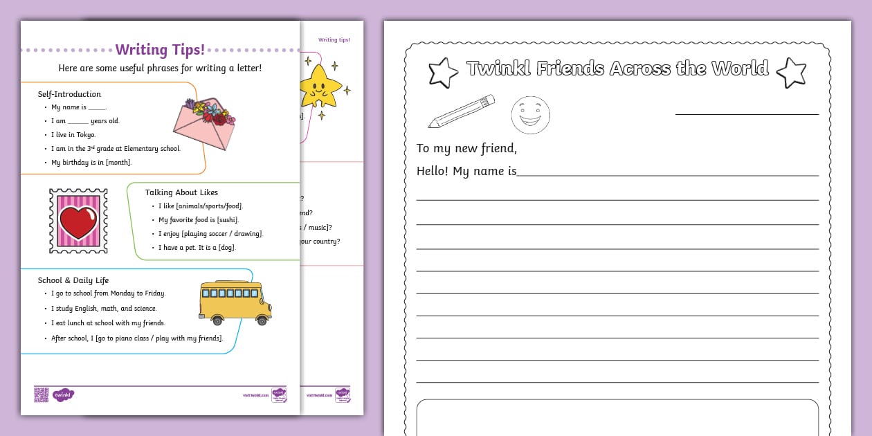 FREE! - World Letter Writing Day- Penpal Template with Twinkl Japan