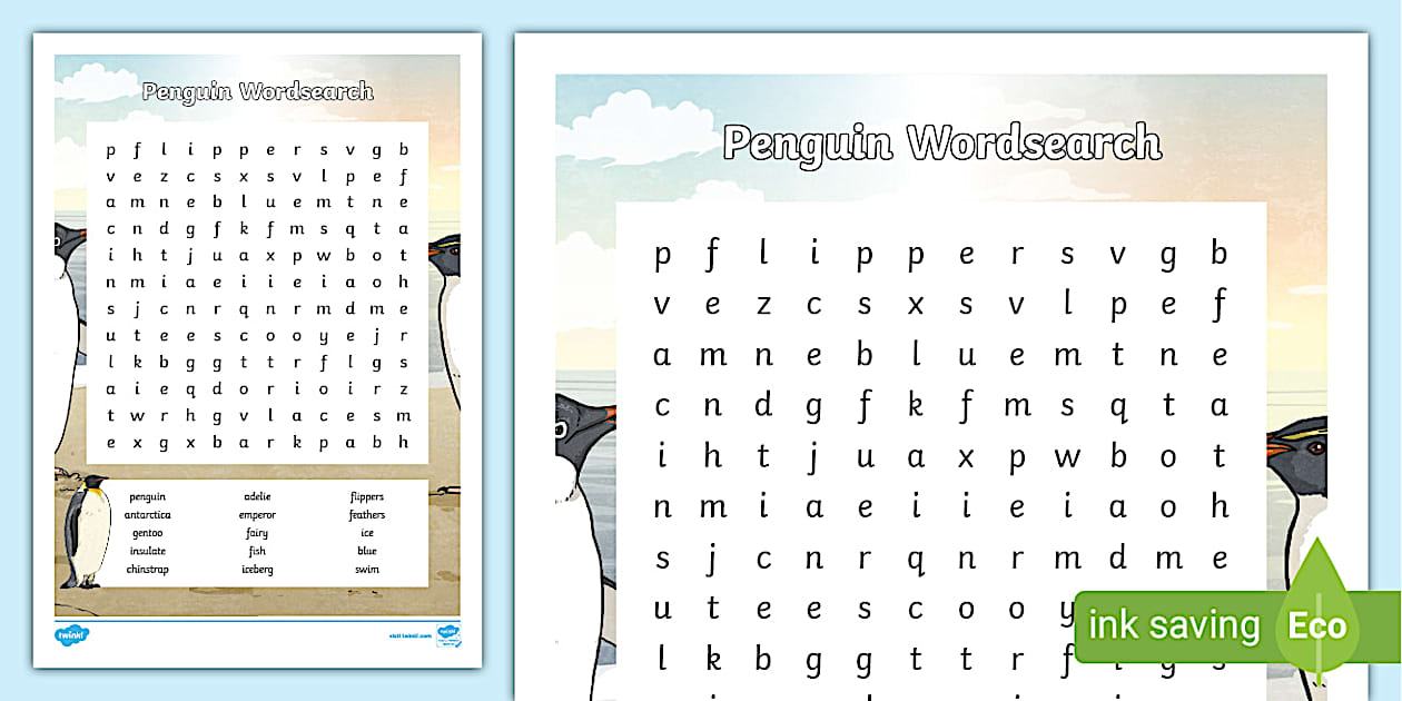 Penguin Wordsearch (teacher made) - Twinkl
