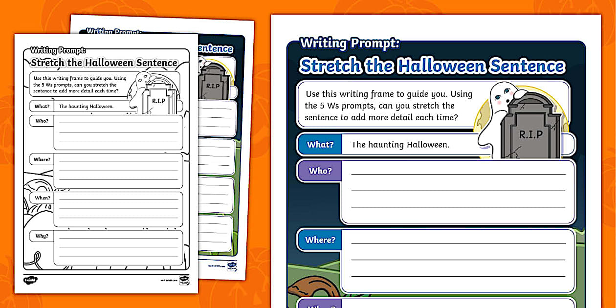 Writing Prompt: Stretch the Halloween Sentence - Twinkl