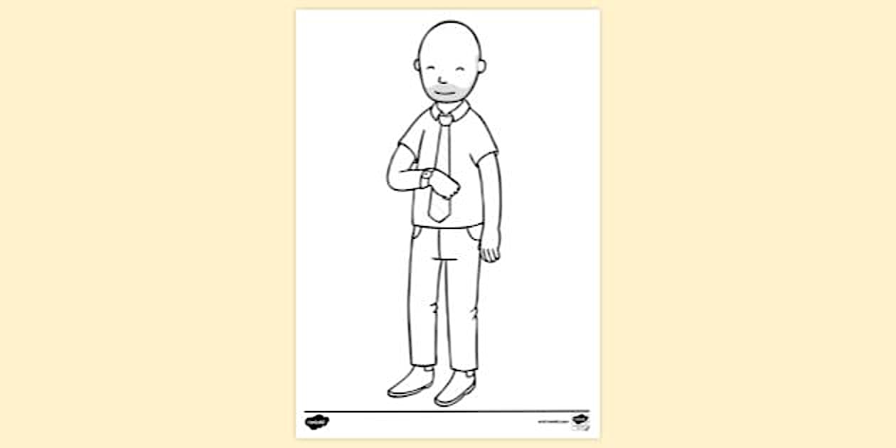 Man Looking At Watch Colouring | Colouring Sheets - Twinkl