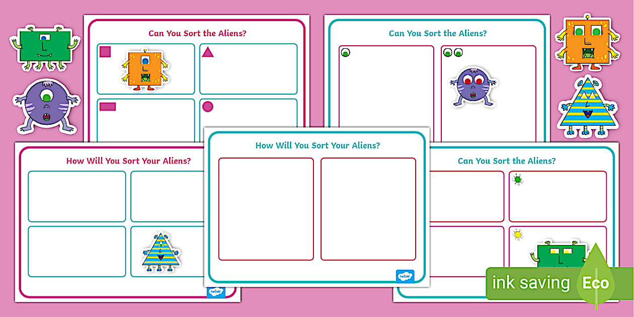 👉 Space 2D Shape Aliens Sorting Activity (teacher made)