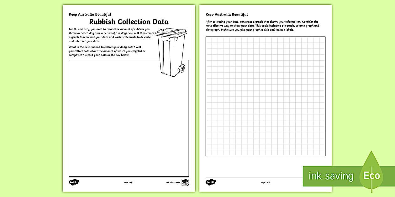 3-6 Keep Australia Beautiful Rubbish Tallying Worksheet