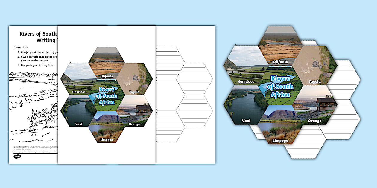 Rivers of South Africa Hexagon Writing Template - Twinkl