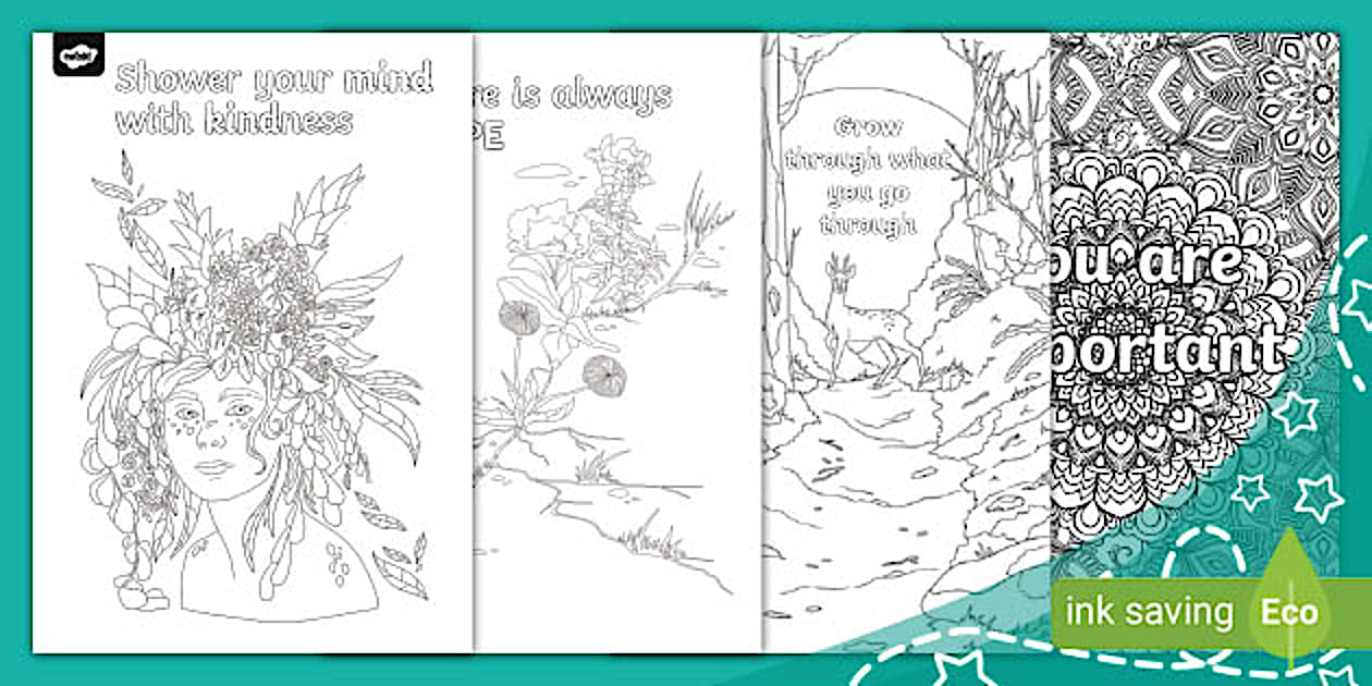 Positive Mental Health Colouring Pages (Ages 7 - 11)
