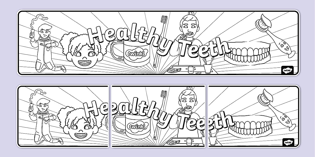 Healthy Teeth Colouring Display Banner (teacher made)