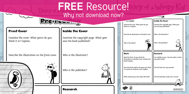 FREE Diary of a Wimpy Kid Pre-reading Activity - Twinkl