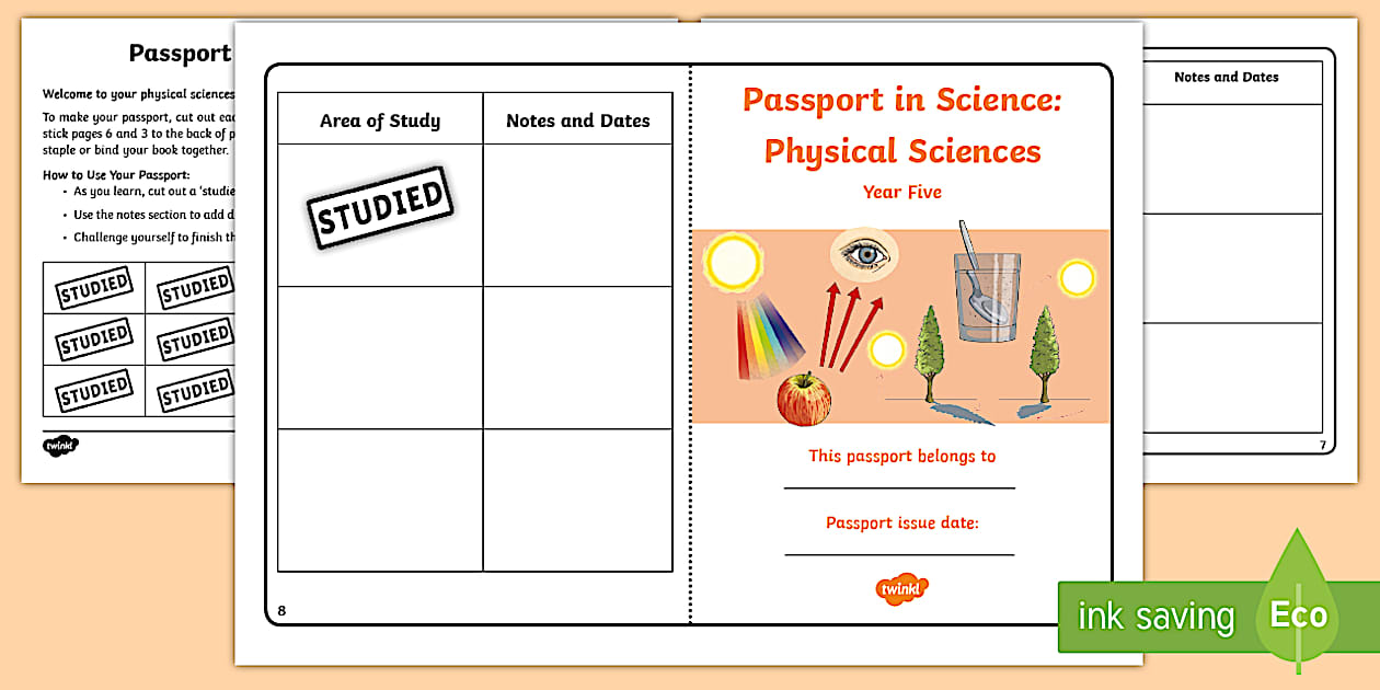 VIC Year 5 Physical Sciences Passport Booklet (teacher made)