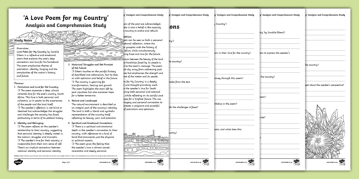 Love Poem For My Country: Questions And Answers - Twinkl ZA