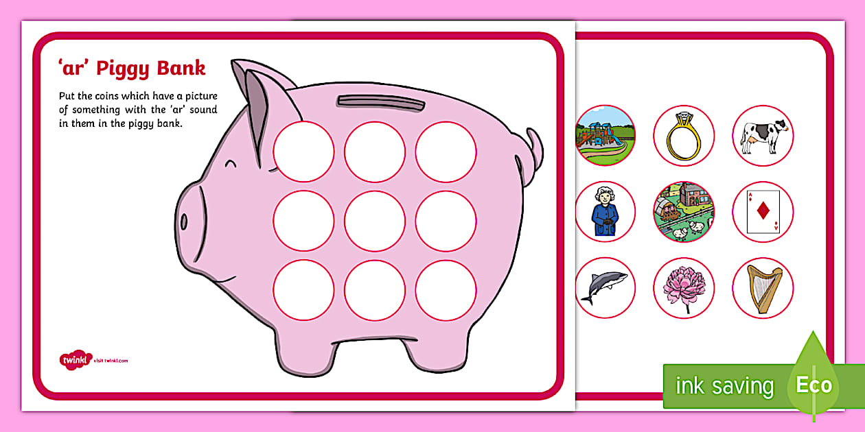 ar Phonics Piggy Bank Activity - ar Phonics Piggy Bank Activity