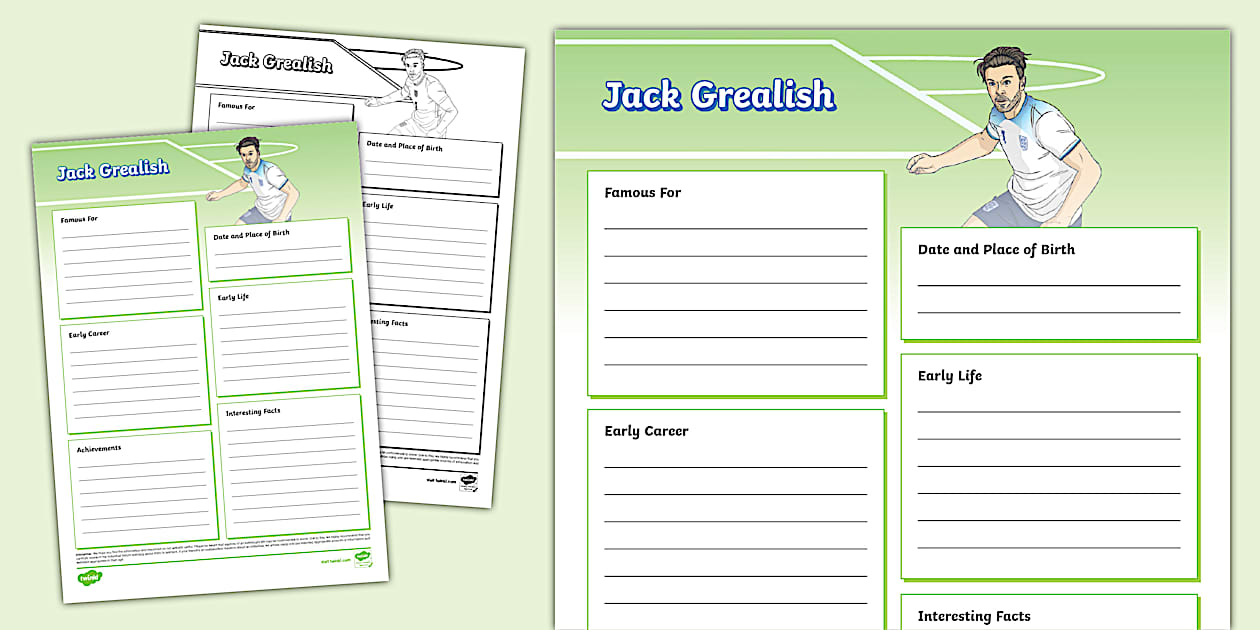 Jack Grealish Fact File Template