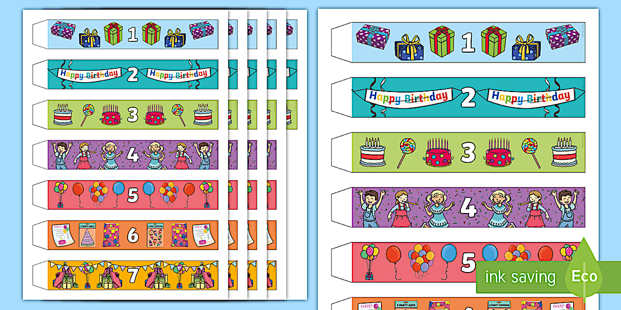 Birthday Countdown Paper Chain (teacher made) - Twinkl