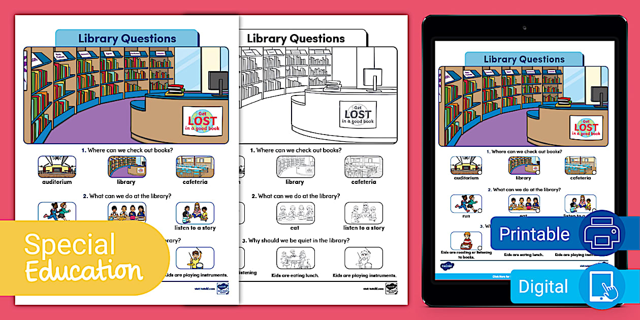 Life Skills: School Library Comprehension Activity for Special Education