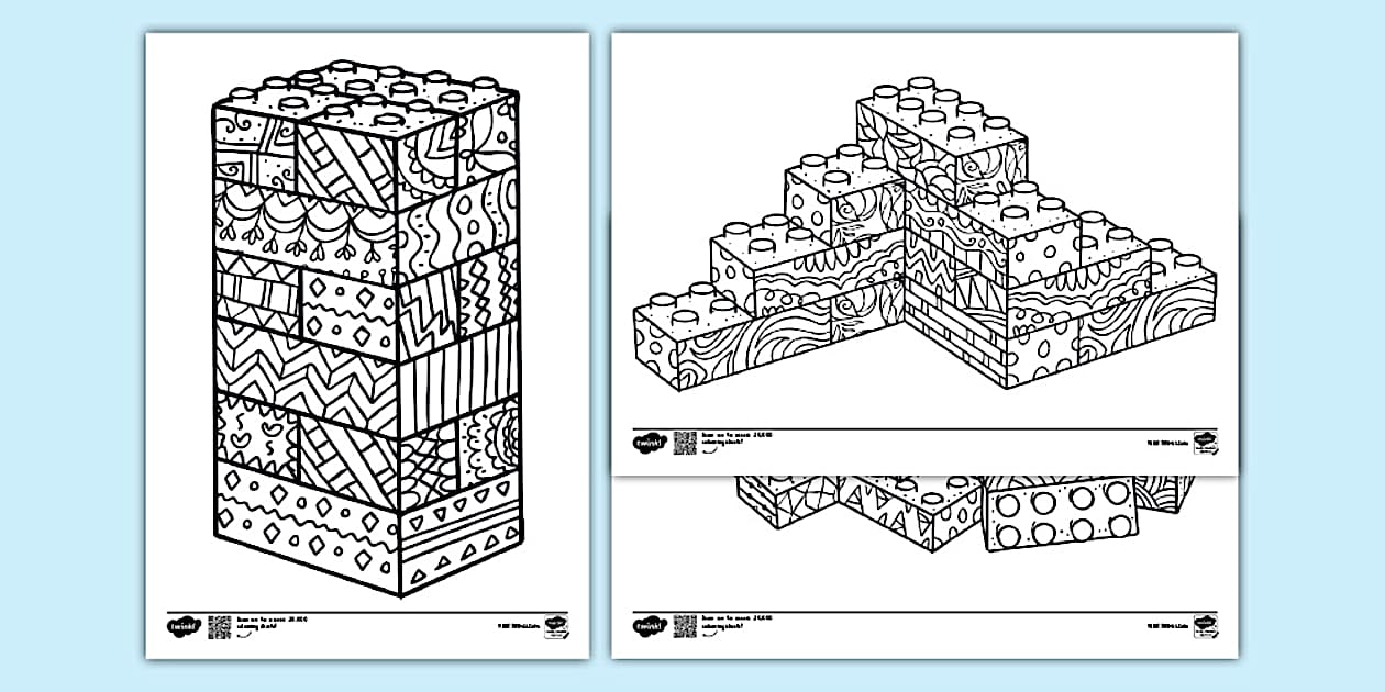 Building Brick Mindfulness Colouring Pages - Twinkl