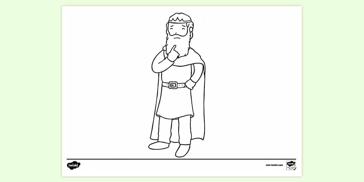 King Looking Worried Colouring Sheet | Colouring Sheets