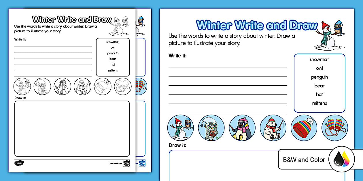 First Grade Winter Write and Draw Worksheet (teacher made)