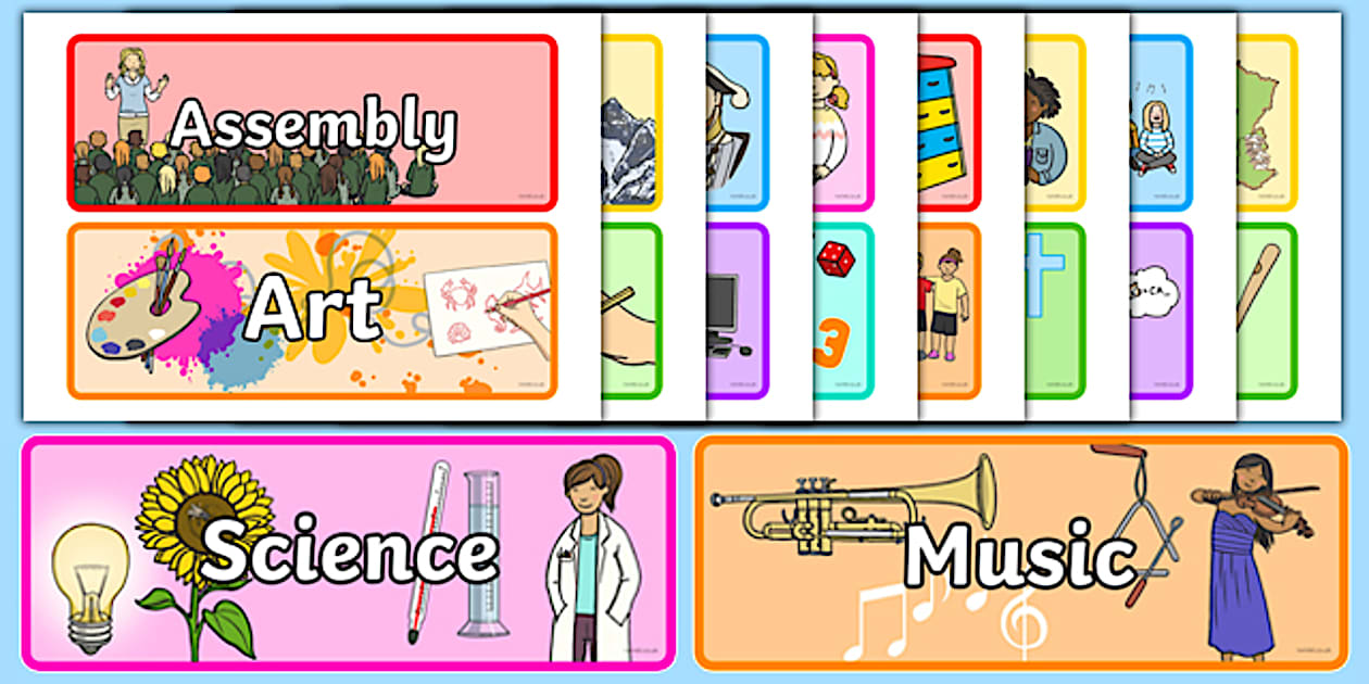 👉 Downloadable Subject Labels Printable - Classroom Signs