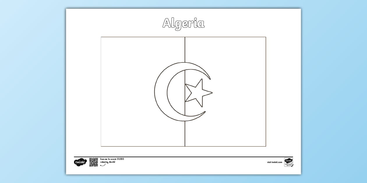 Algeria A4 Colouring Flag (teacher made) - Twinkl