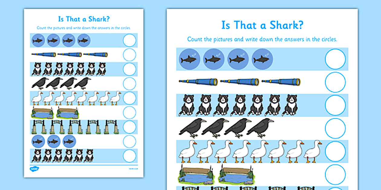 Is That a Shark? Counting Sheet (teacher made) - Twinkl