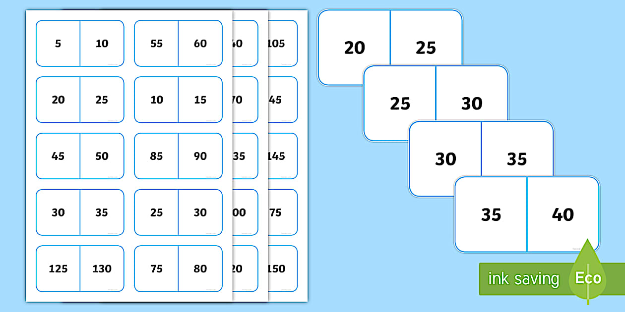 QLD Skip Counting by 5s Dominoes (teacher made) - Twinkl