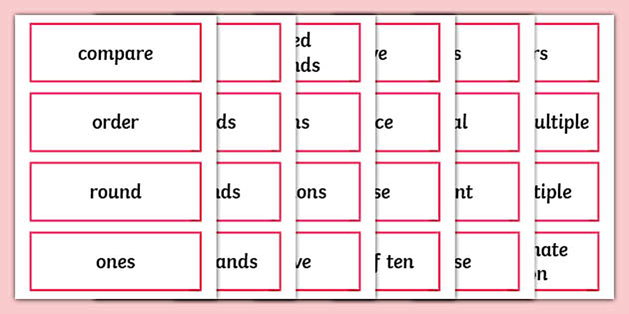 Year 6 Number and Place Value Maths Vocabulary Cards