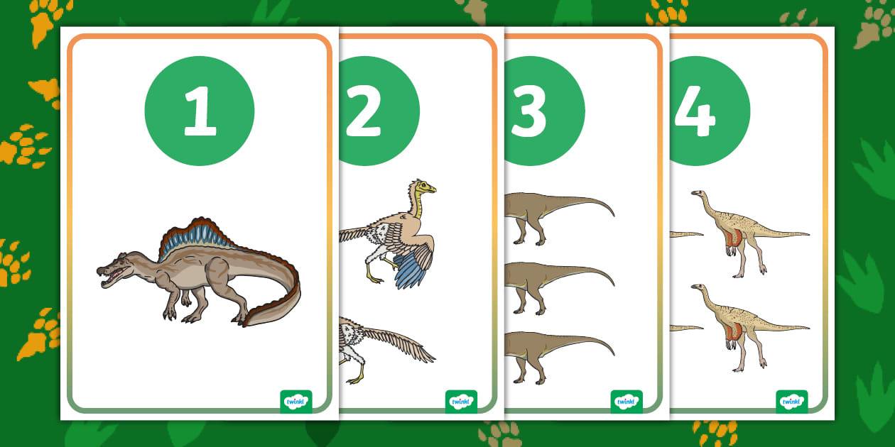 Dinosaur Number Flash Cards 1 - 20